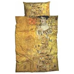 Bettw&auml;sche Goebel "Adele Bloch", gold (goldfarben), B/L: 135cm x 200cm, 1 Stk., 1 Stk., Satin, B/L: 80cm x 80cm, 2 Stk., Satin, Obermaterial: 100% Baumwolle, Bettw&auml;sche, Bettw&auml;sche, mit Gem&auml;lde Motiv