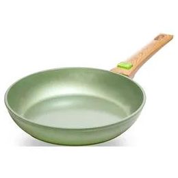 Bratpfanne JUST VEGAN "CeraVegan", grün (dunkelgrün), B:25cm H:5cm L:44cm Ø:24cm, Pfannen, pflanzliche Keramikbeschichtung, abnehmbarer Griff, Induktion