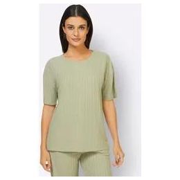 T-Shirt feel good "Shirt", Damen, Gr. 44/46, grün (lindgrün), 64% Polyester, 32% Viskose, 4% Elasthan, unifarben, Shirts