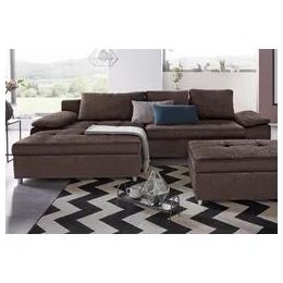 Sit & More Ecksofa SIT & MORE "Labene L-Form", braun (dunkelbraun), B:290cm H:82cm T:90cm, Struktur fein (95% Polyester, 5% Polyamid);Luxus-Microfaser ALTARA NUBUCK (100% Polyester);Kunstleder SOFTLUX / Struktur (100% Polyester);Struktur (100% Polyester);Flachgewebe (95% Polyester, 5% Polyamid), Sofas, wahlweise mit Bettfunktion und Bettkasten, auch als XXL-Variante