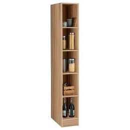 Regal KOCHSTATION "KS-Wien", braun (wotaneiche), B:30 H:200 T:55, Spanplatte, Regale, Küchenschrank Hochschrank, 30 cm breit, mit Fächern