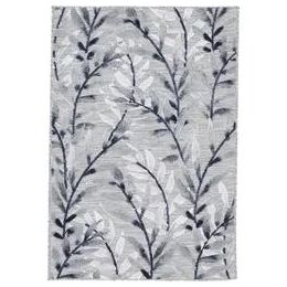 Teppich CarpetFine "Deja 100", grau, B:200cm H:4mm L:290cm, Polypropylen, Teppiche, Teppich, robustes Flachgewebe, Floral Palmenbl&auml;tter, In- und Outdoor, L&auml;ufer