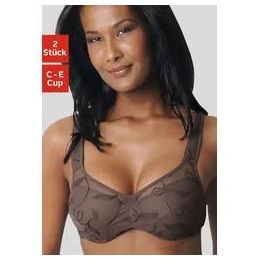 Minimizer-BH Petite Fleur, Damen, Gr. 75, Cup C, braun (mocha, mousse, weiß), Spitze, Obermaterial: 90% Polyamid, 10% Elasthan, BHs BH Minimizer-BH BH-Set Unterwäsche Bügel-BH DekolletéFormer, mit Bügel und schöner Stickerei