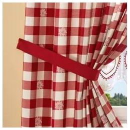 Raffhalter Stickereien Plauen "Durach" Gr. 1, rot, B:70cm H:5cm, Materialmix, Raffhalter