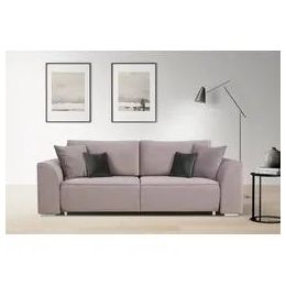 3-Sitzer Inosign "BEATRICE auch als Schlafsofa mit Bettkasten, B/T/H 250/107/92 cm", rosa (rosé), B:250cm H:92cm T:107cm, Sofas, wahlweise mit Bettfunktion, incl. 2 Zierkissen, Wellenfederung