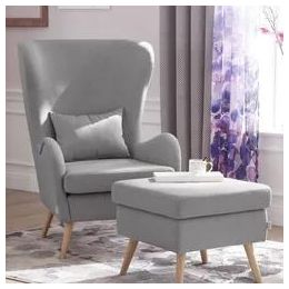 Sessel Home Affaire "Salla auch in Fellimitat und Feincord, viele Bezugsarten, Ohrensessel", grau, B:78cm H:118cm T:94cm, Samtcord (92% Polyester 8% Polyamid);Struktur (100% Polyester);Struktur Hahnentritt (100% Polyester);Struktur fein (100% Polyester);Samtoptik (100% Polyester);Fellimitat (100% Polyestr), Sessel, Ohrensessel ohne Hocker Ohrensessel Ohrensessel mit Hocker, wahlweise mit oder ohne