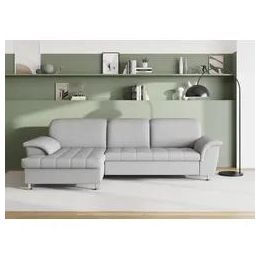 Ecksofa DOMO collection "Franzi Steppung im Sitzbereich B7T/H: 278/162/80 cm, L-Form", silber, B:278cm H:80cm T:171cm, Flachgewebe (100% Polyester);Chenille (100% Polyester), Sofas, wahlweise mit Bettfunktion, Bettkasten und Kopfteilverstellung, Topseller