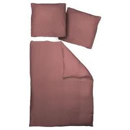 Bettwäsche ADAM "Uni Collection light", rot (kirsche), B/L: 155cm x 200cm, 1 Stk., 1 Stk., Renforcé, B/L: 80cm x 80cm, 2 Stk., Renforcé, Obermaterial: 100% Baumwolle, Bettwäsche, aus 100 % Bio-Baumwolle, 2 teilig - Bettwäsche Set