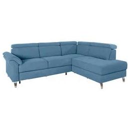 Sit & More Ecksofa SIT & MORE "Arngast L-Form", blau (hellblau), B:245cm H:84cm T:194cm, Sofas, inklusive Kopfteilverstellung und Federkern
