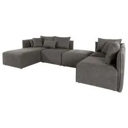Wohnlandschaft Andas "Nöre U-Form", grau (anthrazit), B:340cm H:74cm T:172cm, Struktur fein (100% Polyester);Struktur (100% Polypropylene);Webstoff (100% Polyester);Samtoptik (100% Polyester);Luxus-Microfaser Lederoptik (100% Polyester);Baumwoll-/Leinenmix (60% Baumwolle/40% Leinen), Sofas, 5 Teile, in vielen Bezugsqualitäten und Farben s. auch "Nöre"