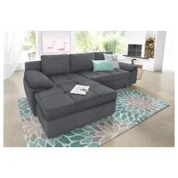 Sit & More Ecksofa SIT & MORE "Labene L-Form", grau (dunkelgrau), B:270cm H:82cm T:90cm, Struktur fein (95% Polyester, 5% Polyamid);Luxus-Microfaser ALTARA NUBUCK (100% Polyester);Kunstleder SOFTLUX / Struktur (100% Polyester);Struktur (100% Polyester);Flachgewebe (95% Polyester, 5% Polyamid), Sofas, wahlweise mit Bettfunktion und Bettkasten, auch als XXL-Variante
