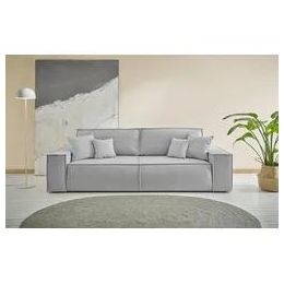 3-Sitzer Andas "FINNLEY, Schlafsofa 257 cm, Couch mit Schlaffunktion & Bettkasten", silber, B:257cm H:85cm T:102cm, Bezugstoff 100% PES ;Atmungsaktives Gewebe ;Easy Clean ;Gramatur 340g/ qm +/- 5%, Sofas, verfügbar in den Stoffqualitäten Bouclé, Struktur fein und Mega Cord