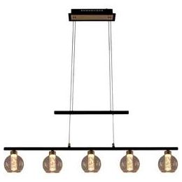 Näve NÄVE LED Pendelleuchte "Brass", schwarz (schwarz, messingfarben), 5, H: 150cm, 1 Stk., Leuchten, 5flammig dimmbar höhenverstellbar Lichtfarbe warmweiß