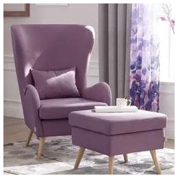 Sessel Home Affaire "Salla auch in Fellimitat und Feincord, viele Bezugsarten, Ohrensessel", lila, B:78cm H:118cm T:94cm, Samtcord (92% Polyester 8% Polyamid);Struktur (100% Polyester);Struktur Hahnentritt (100% Polyester);Struktur fein (100% Polyester);Samtoptik (100% Polyester);Fellimitat (100% Polyestr), Sessel, Ohrensessel ohne Hocker Ohrensessel Ohrensessel mit Hocker, wahlweise mit oder ohne