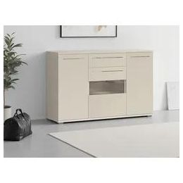 Kommode Places of Style "Piano", beige (beige hochglanz), B:150cm H:97,4cm T:45,2cm, Spanplatte, Sideboards, UV lackiert, Soft-Close Funktion