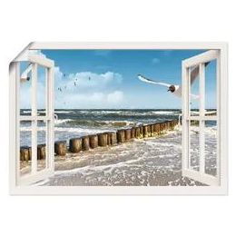 Wandbild Artland "Fensterblick - Ostsee", wei&szlig; (farbe bild(er): wei&szlig;), B:70cm H:50cm, Bilder, als Leinwandbild, Poster in verschied. Gr&ouml;&szlig;en