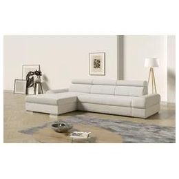 Sit & More Ecksofa SIT & MORE "Broadway L-Form", weiß (altweiß), B:284cm H:79cm T:171cm, Luxus-NaturLeder;Luxus-Kunstleder;NaturLEDER;Microfaser Primabelle (100% Polyester), Sofas, inklusive Kopfteilverstellung, wahlweise mit Bettfunktion