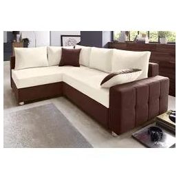 Ecksofa Collection AB "Parma L-Form", braun (braun, natur), B:224cm H:84cm T:161cm, Kunstleder SOFTLUX / Struktur (80% Polyester; 20% Polyacryl);Microfaser PRIMABELLE (100% Polyester);Zierkissen: Jeweils analog des Korpusbezugs (Wendekissen, teilweise im Materialmix);Microfaser PRIMABELLE (100% Polyester) / Struktur (80% Polyester; 20% Polyacryl), Sofas, mit Bettfunktion und Federkern