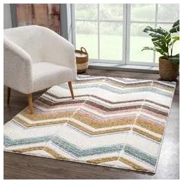 Hochflor-Teppich Carpet City "Focus 3009", bunt (mehrfarbig), B:120cm H:20mm L:170cm, Polypropylen, Teppiche, Läufer, Boho, Hochtief-Muster/ 3D-Effekt, für Wohnzimmer, Schlafzimmer