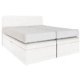 Boxspringbett, weiß, B:145cm L:212cm, Box und Kopfteil: Microvelours (100% Polyester) oder Kunstleder (Polyurethan);Bezug der Obermatratze: 100% Polyester, Westfalia Schlafkomfort, Komplettbetten, Boxspringbett, wahlweise mit Bettkasten