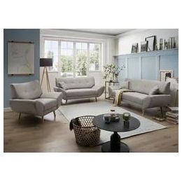 Polstergarnitur Home Affaire "Basta", grau (grau,), H:80cm T:82cm, 100% PES (Polyester), Sitzmöbel-Sets, Komfortable Wellenunterfederung