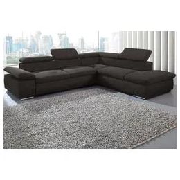 Sit & More Ecksofa SIT & MORE "Valentine L-Form, B: 272 cm", schwarz, B:272cm H:73cm T:226cm, 100% Polyester;Luxus-Kunstleder/Struktur (88% Polyester, 12% Polyamid), Sofas, mit Arm- & Kopfteilverstellung, optional mit Bettfunktion, Topseller