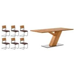 Essgruppe Home Affaire "0", braun (eiche, braun,), B:180cm, Sitzmöbel-Sets, bestehend aus dem Tisch »Ranger« und den Stühlen »Aurea«
