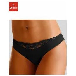 Slip Nuance, Damen, Gr. 36/38, 2 St., schwarz (2xschwarz), Microfaser, Obermaterial: 85% Polyamid, 15% Elasthan, körpernah, Unterhosen, mit Spitzeneinsatz vorne