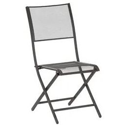 Gartenstuhl Merxx "Samos", schwarz, B:42cm H:89cm T:54cm, Stahl, Stühle, 2er Set, stapelbar, Oval-Stahlrohr-Gestell 30x15 mm, schwarz