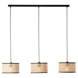 Brilliant Pendelleuchte "Wiley", schwarz (schwarz, holzfarbend), 3, H: 125cm, 1 Stk., Leuchten, Hängelampe 3flg schwarz/holzfarbend
