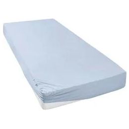 Spannbettlaken Andas "Greta in Gr. 90x200, 140x200 oder 180x200 cm", blau (jeansblau), L:200cm, Jersey, Obermaterial: 100% Baumwolle, Bettlaken, Premium Bettlaken aus Baumwolle, für Matratzen bis 23 cm Höhe