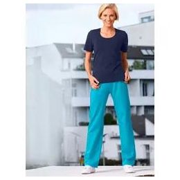 Trainingsshirt Catamaran "Sportshirt", Damen, Gr. 48/50, blau (marine, türkis), 92% Baumwolle, 8% Elasthan, unifarben, Rundhals, Shirts