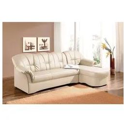 Ecksofa DOMO collection "Papenburg, zeitlose Rückensteppung, elegante Formensprache, L-Form", beige (creme), B:235cm H:84cm T:140cm, Kunstleder SOFTLUX;Luxus-Microfaser (100% Polyester);Struktur ( 90% Polyester, 10% Polyacryl);Microfaser PRIMABELLE (100% Polyester), Sofas, in großer Farbvielfalt, wahlweise mit Bettfunktion