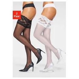 Halterlose Feinstr&uuml;mpfe Vivance, Damen, Gr. 5 (52/54), schwarz-wei&szlig; (schwarz, wei&szlig;), Obermaterial: 85% Polyamid, 15% Elasthan, unifarben, normal, Socken, mit breitem Spitzenband