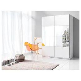 Schwebetürenschrank Home Affaire "Beta Schiebetürenschrank Kleiderschrank Wäscheschrank", weiß, B:150cm H:210cm T:61cm, FSC-zertifizierter Holzwerkstoff, Schränke, mit Spiegel, INKLUSIVE kompletter Innenausstattung, Metallgriffe