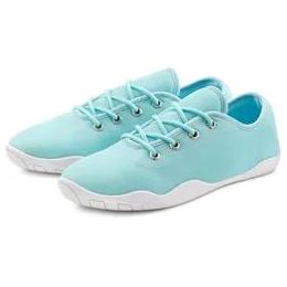Sneaker Lascana, Damen, Gr. 41, blau (türkis), Obermaterial: 100% Textilmaterial. Decksohle: 100% Textilmaterial. Laufsohle: 100% Synthetik, unifarben, Schuhe, mit ultraflache Sohle, superleicht, Schnürhalbschuhe, Unisex VEGAN