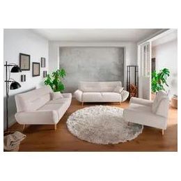 Polstergarnitur Inosign "Drago elegant und zeitlos, komfortabel, moderne Formensprache", beige (creme,), H:81cm T:90cm, 100% Polyester, Sitzmöbel-Sets, Set 3-2-1, bequem, versch. Stoffe, inkl. 2 Zierkissen