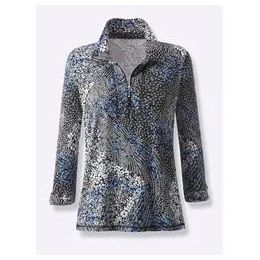 Poloshirt Classic Basics "Shirt", Damen, Gr. 54, blau (himmelblau, bedruckt), 95% Viskose, 5% Elasthan, gemustert, mehrfarbig, Shirts