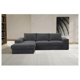 Ecksofa WERK2 "Rozzana Design Ecksofa mit hohem Komfort, zeitlos & elegant, L-Form", grau (anthrazit), B:280cm H:86cm T:190cm, 90% Polyester, 10% Nylon, Sofas, in kuschelweichen Trendstoffen Cord, Breitcord und Plüsch