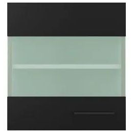 Glashängeschrank Flex-Well "Capri", schwarz (schwarz, endgrain oak), B:50cm H:54,8cm T:32cm, Holzwerkstoff, Milchglas, Schränke, (B x H x T) 50 x 54,8 x 32 cm, mit Stollenglastür