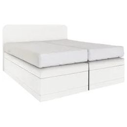 Boxspringbett, weiß, B:145cm L:212cm, Box und Kopfteil: Microvelours (100% Polyester) oder Kunstleder (Polyurethan);Bezug der Obermatratze: 100% Polyester, Westfalia Schlafkomfort, Komplettbetten, Boxspringbett, wahlweise mit Bettkasten