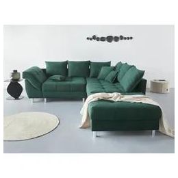 Ecksofa Collection AB "(Spar-Set) Innsbruck L-Form und Hocker", grün (flaschengrün), B:247cm H:87cm T:189cm, Microfaser PRIMABELLE (100% Polyester), Struktur (90% Polyester, 10% Polyacryl), Samtvelours (100% Polyester), Luxus-Microfaser Antiklederoptik (100% Polyester), Sofas, Ecksofa und Hocker, Recamiere links oder rechts montierbar
