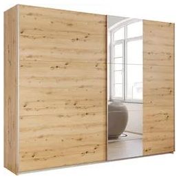 Schwebetürenschrank Rauch "Kleiderschrank Drehtürenschrank Schrank Garderobe KRONACH TOPSELLER", braun (eiche artisan), B:261cm H:210cm T:59cm, Holzwerkstoff, Schränke, mit Spiegel und viel Stauraum, Metallgriffleisten, MADE IN GERMANY