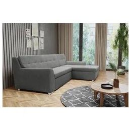 Ecksofa DOMO collection "Treviso viele Bezüge, auch in Cord, L-Form, B/T/H: 267/80/83 cm", grau, B:267cm H:83cm T:178cm, 100% Polyester, Sofas, wahlweise mit Bettfunktion, incl. Zierkissen, hochwertige Steppung, Topseller