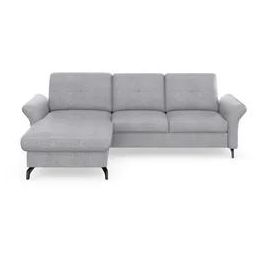 Ecksofa Places of Style "Calando L-Form", silber, B:258cm H:91cm T:165cm, 100% Polyester, Sofas, wahlweise mit Bettfunktion, Bettkasten und Armteilfunktion