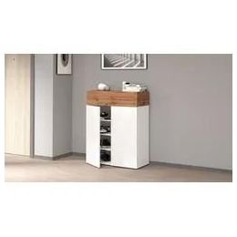 Schuhschrank Inosign "Savona", weiß (weiß hg, oak wotan), B:76cm H:100cm T:35cm, Spanplatte, Schränke