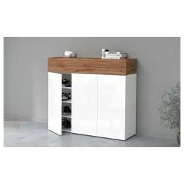 Schuhschrank Inosign "Savona", weiß (weiß hg, oak wotan), B:114cm H:100cm T:35cm, Spanplatte, Schränke