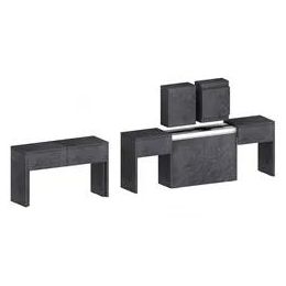 Sitzgruppe Inosign "Praktika", grau (zement,), B:290cm H:45cm T:25cm, FSC-zertifizierter Holzwerkstoff, Sitzmöbel-Sets, Essbank, Je Bank ausziehbar bis 290 cm