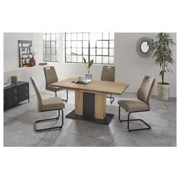 Essgruppe Hela "ATLANTA", braun (artisan eiche, vintage schlamm, vintage schlamm, schwarz), Microfaser VINTAGE, Einlegeplatte, FSC-zertifizierter Holzwerkstoff, Metall, Polyester, Stoff, Sitzmöbel-Sets, Tischplatte ausziehbar, XL Sitzbreite