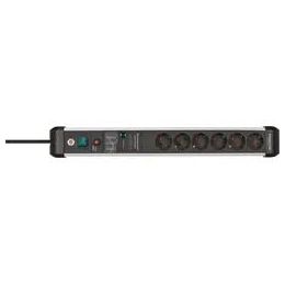 Fa.Brennenstuhl Steckdosenleiste BRENNENSTUHL "Premium-Pect-Line", schwarz (silber, schwarz), B:10,5cm H:55,5cm T:7,5cm, Steckdosenleisten, mit &Uuml;berspannungsschutz 60.000A und Schalter
